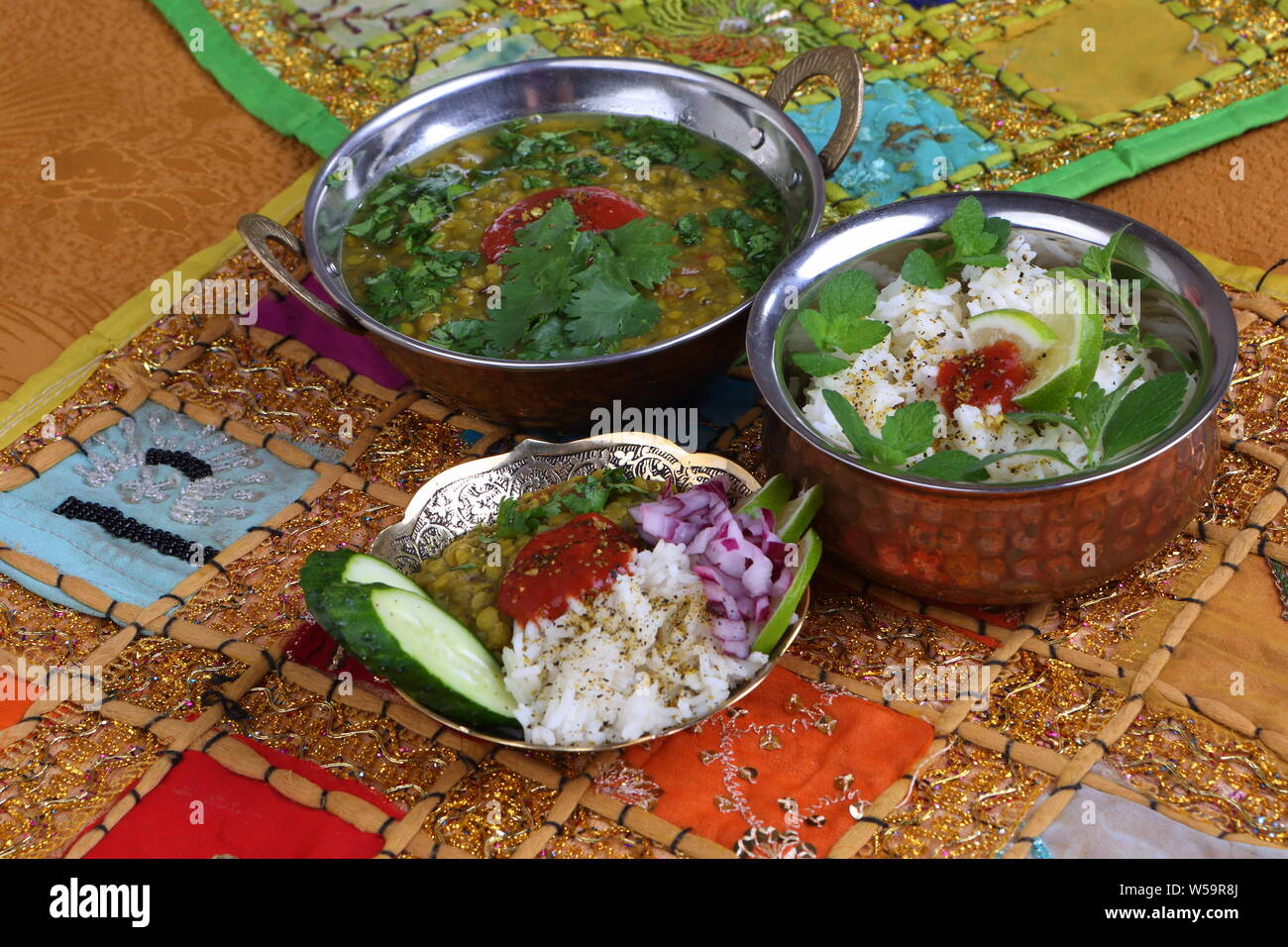 Basmati rice and lentil soup with cilantro and lime Stock Photo - Alamy