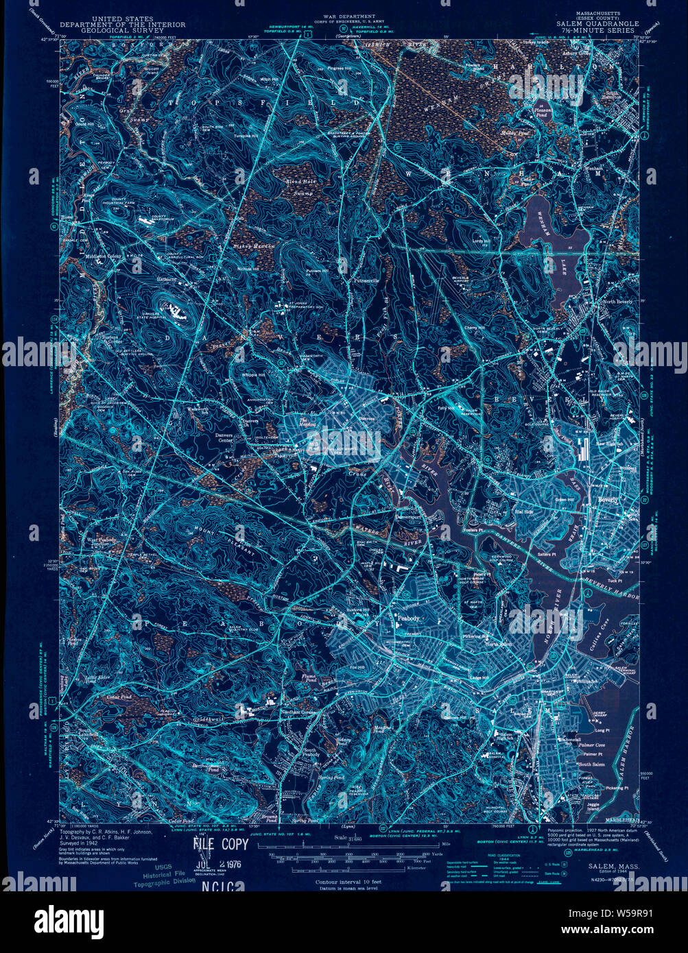 Massachusetts USGS Historical Topo Map MA Salem 352141 1944 31680 ...