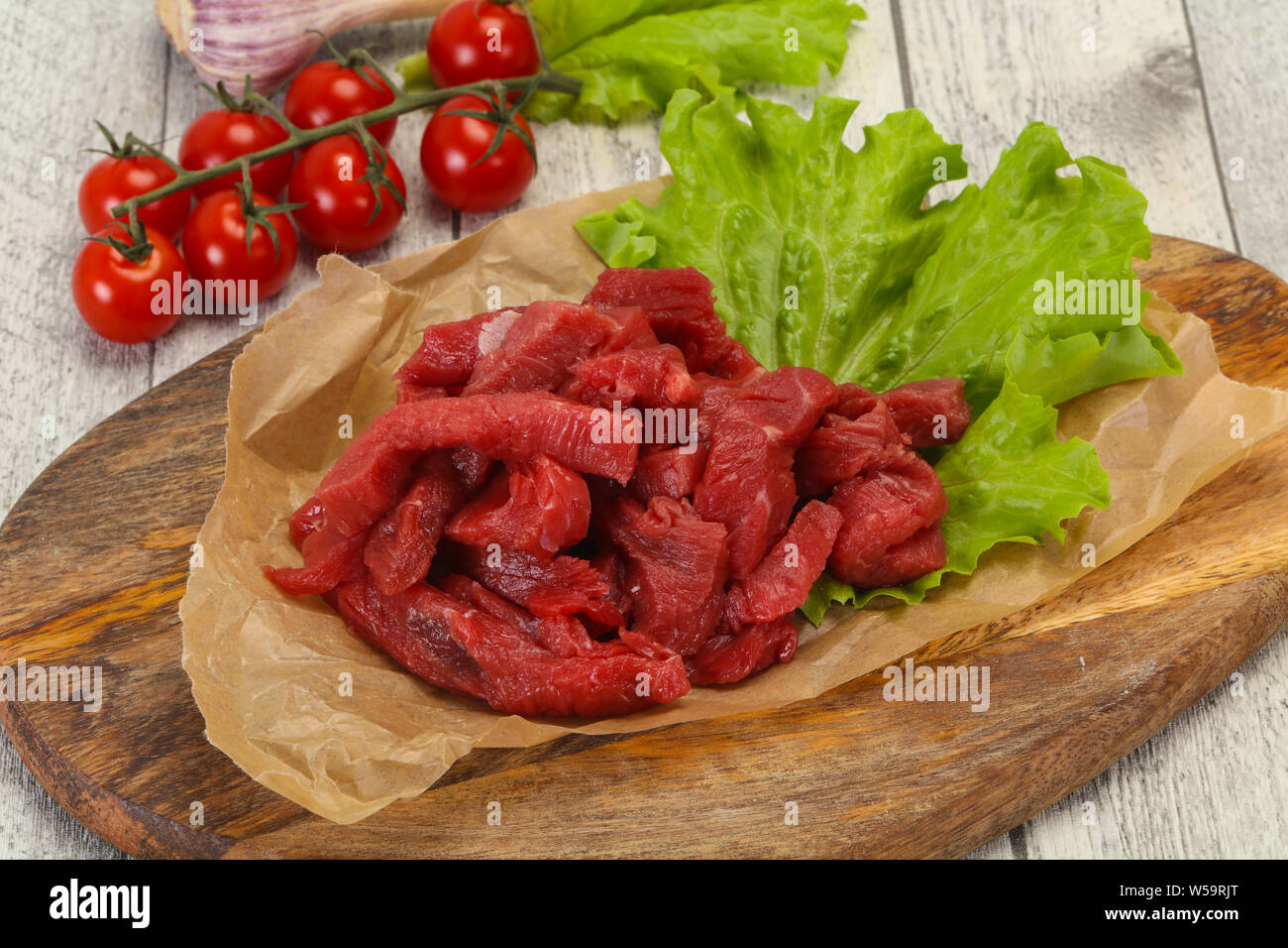 Raw beef meat sliced ready for cooking Stock Photo - Alamy