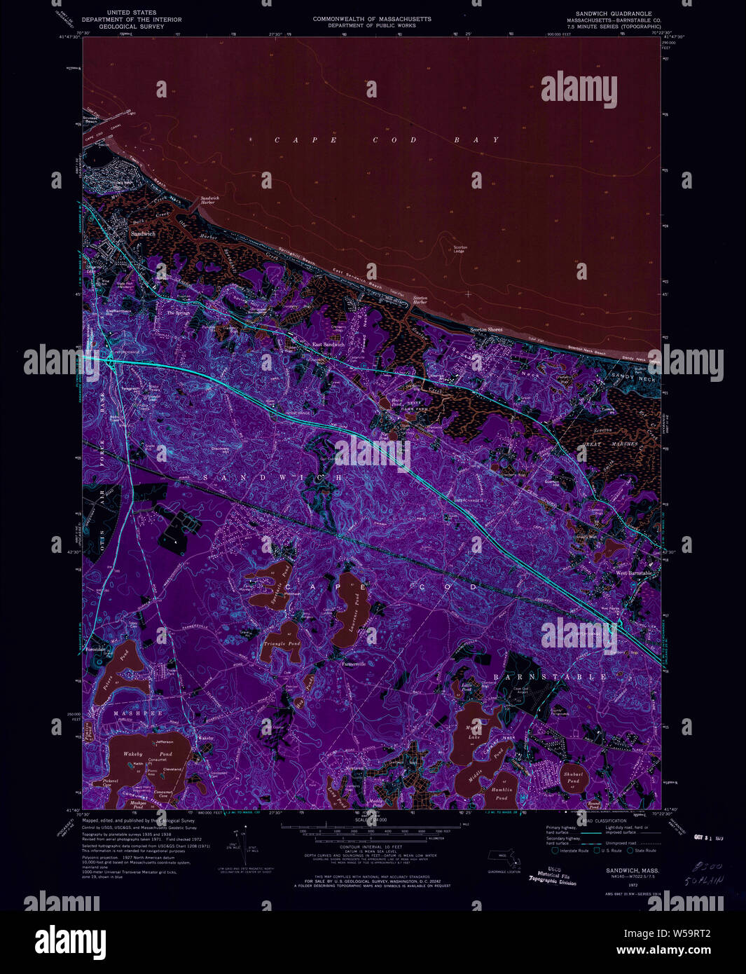 Massachusetts USGS Historical Topo Map MA Sandwich 350535 1972 24000 ...