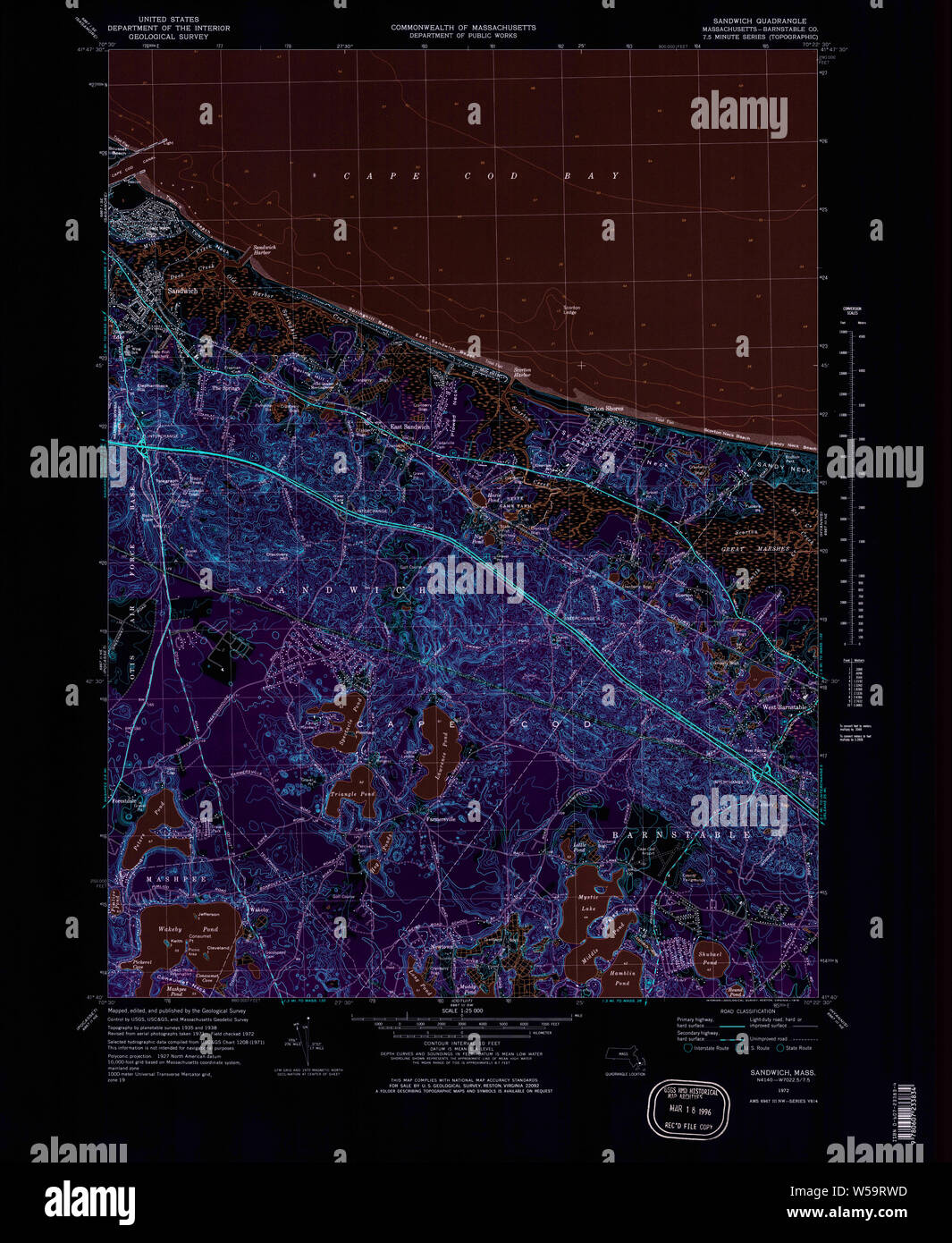 Massachusetts USGS Historical Topo Map MA Sandwich 351276 1972 25000 ...