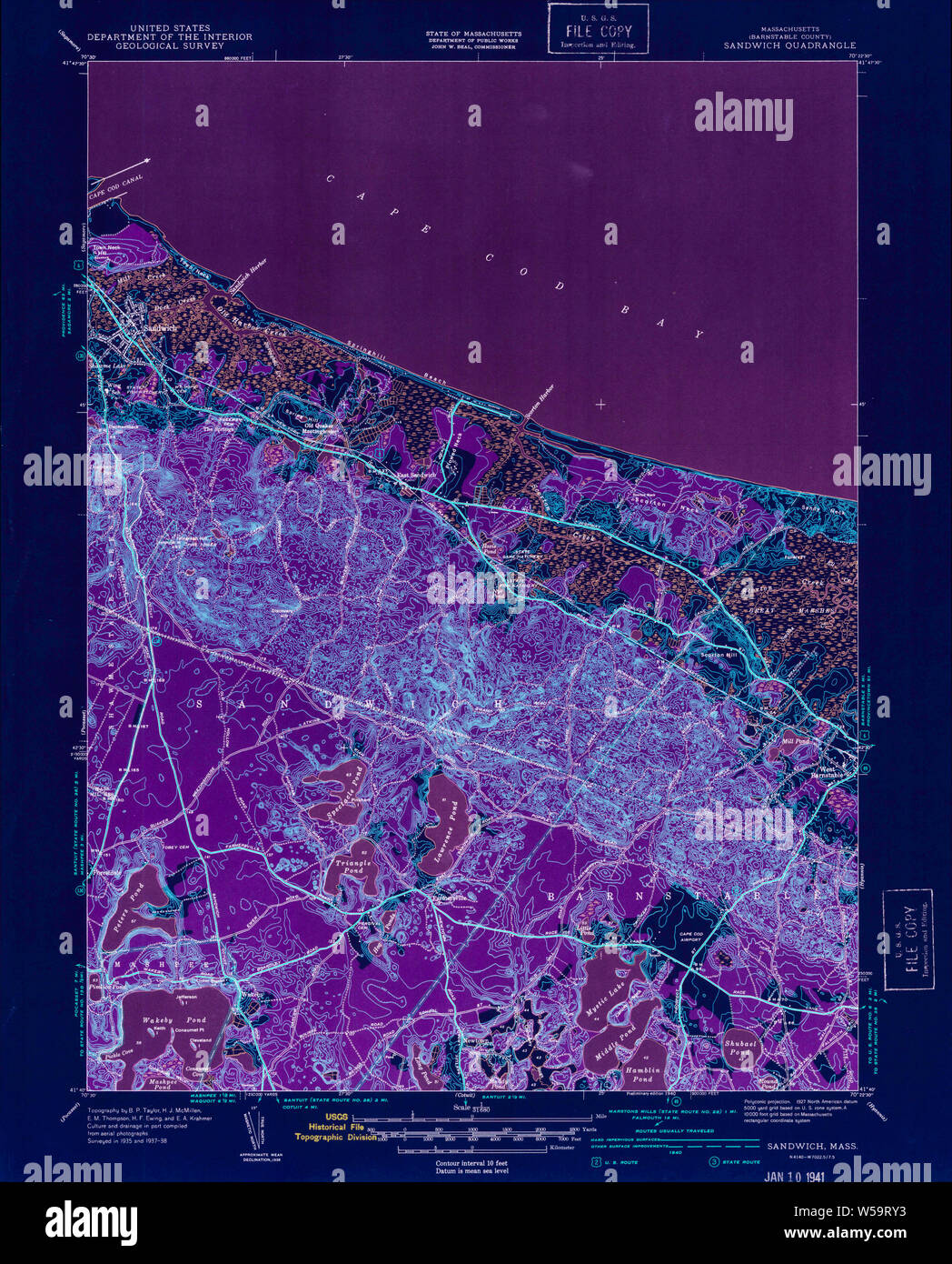 Massachusetts USGS Historical Topo Map MA Sandwich 352144 1938 31680 ...