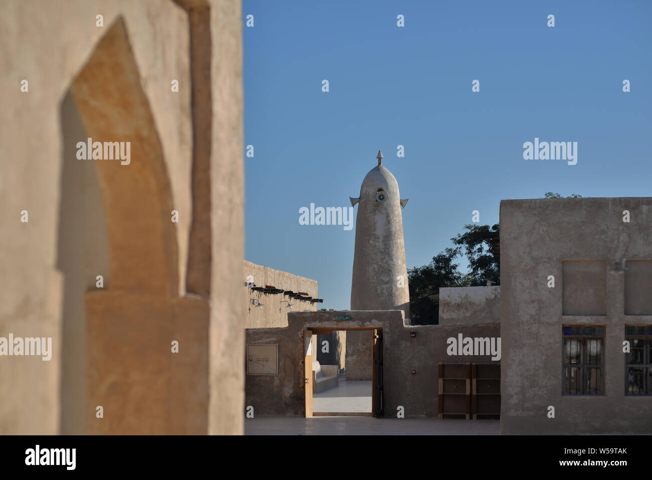 View of the mosque of the Wakrah souq. Taken at the end of a winter ...