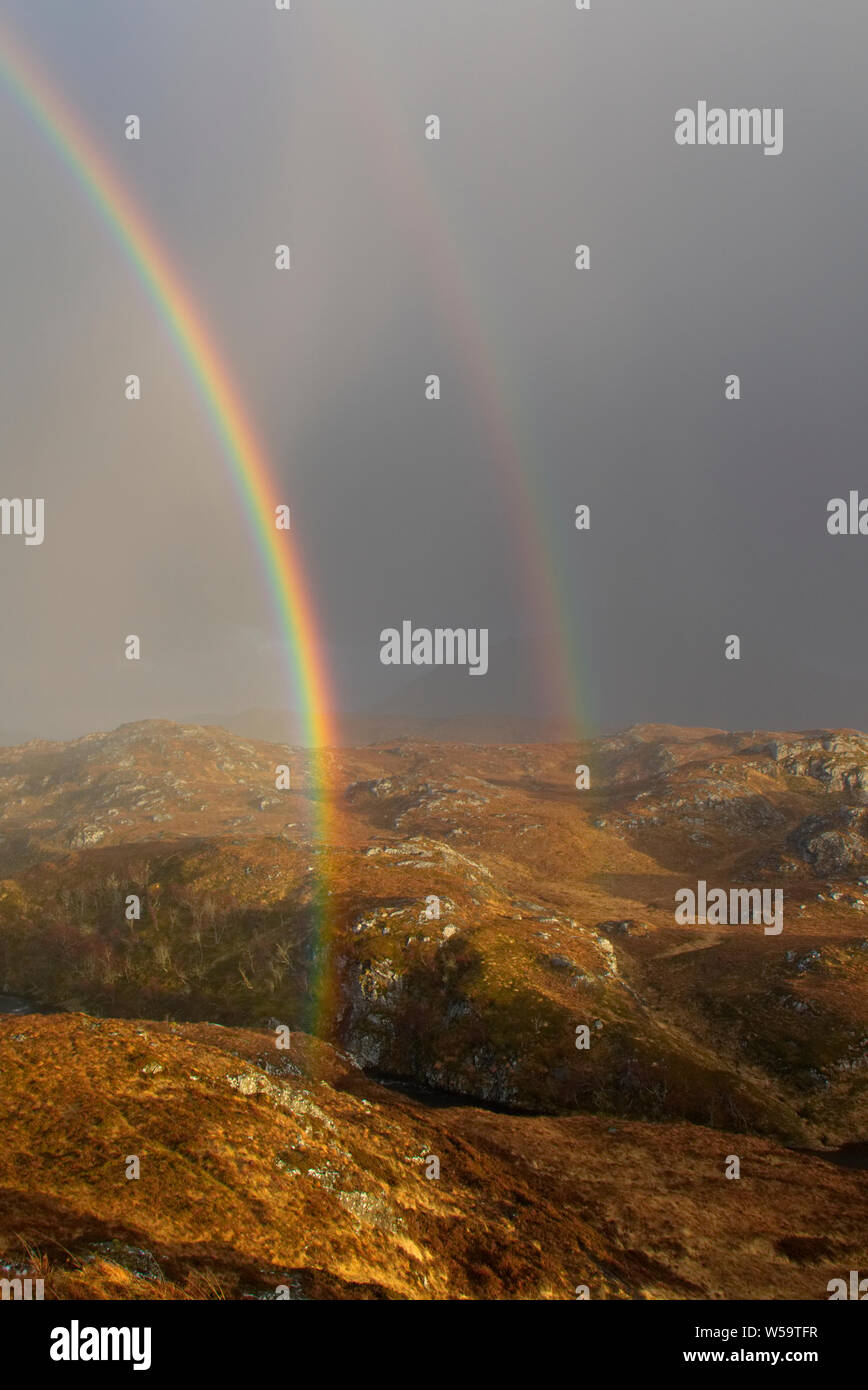 Double rainbow with stormy sky, Highland Scotland Stock Photo - Alamy