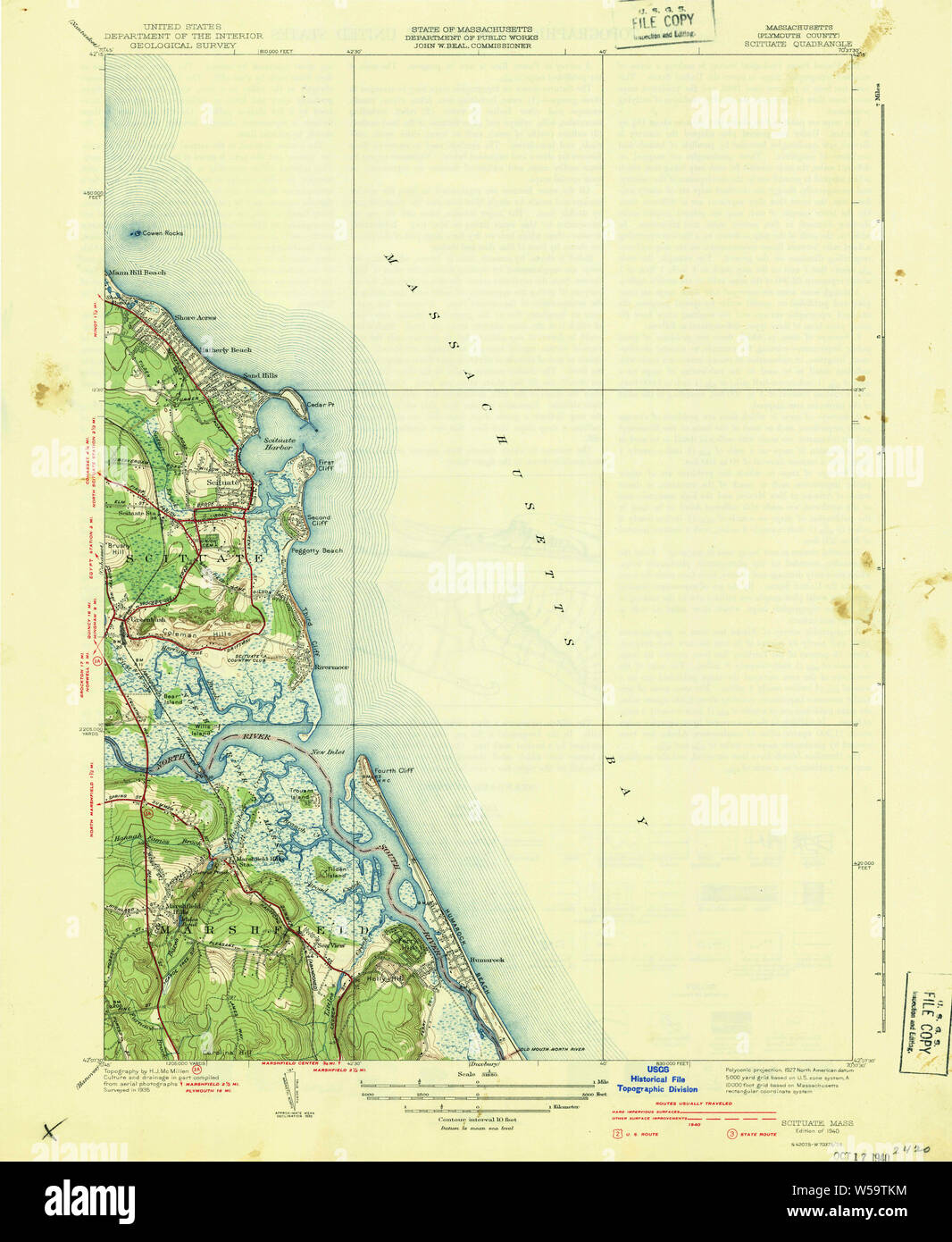 Massachusetts USGS Historical Topo Map MA Scituate 352152 1940 31680 ...