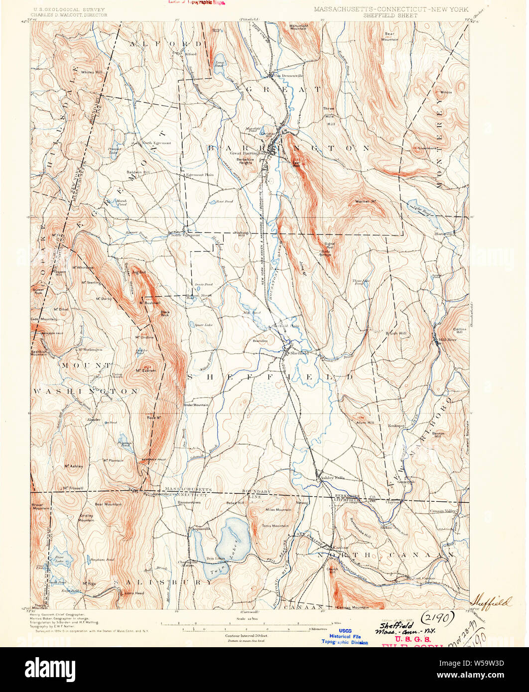 Massachusetts USGS Historical Topo Map MA Sheffield 353020 1897 62500 ...