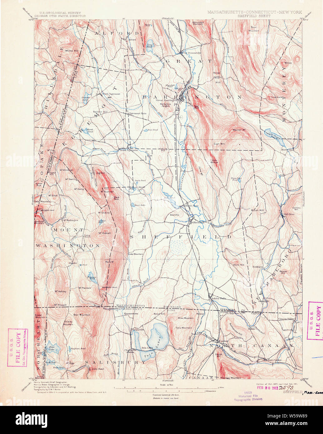 Massachusetts USGS Historical Topo Map MA Sheffield 353024 1897 62500 ...