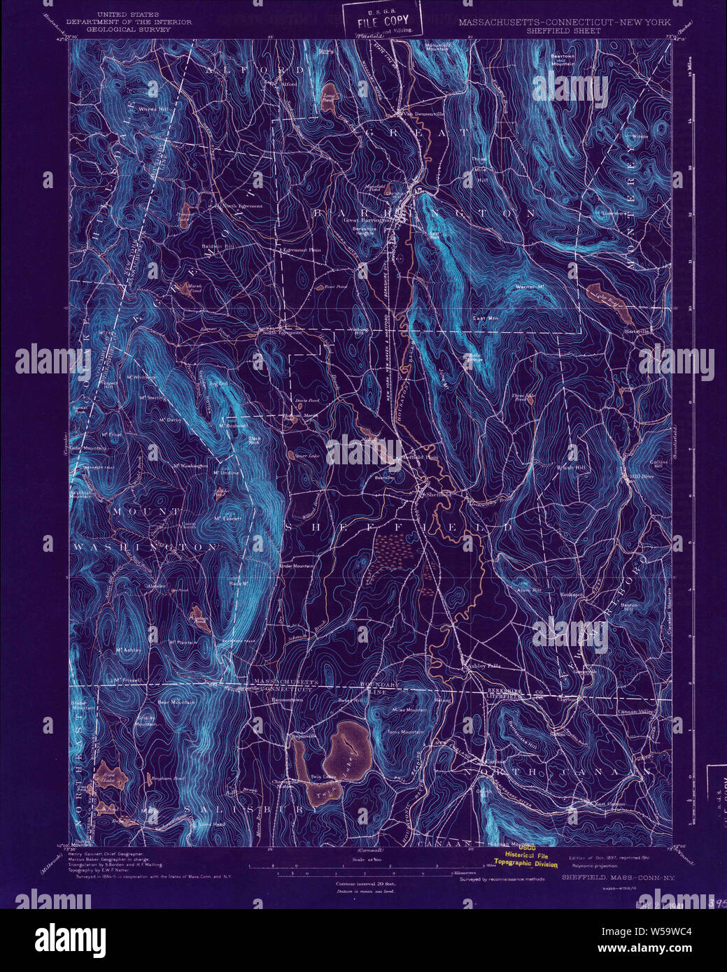 Massachusetts USGS Historical Topo Map MA Sheffield 353030 1897 62500 ...