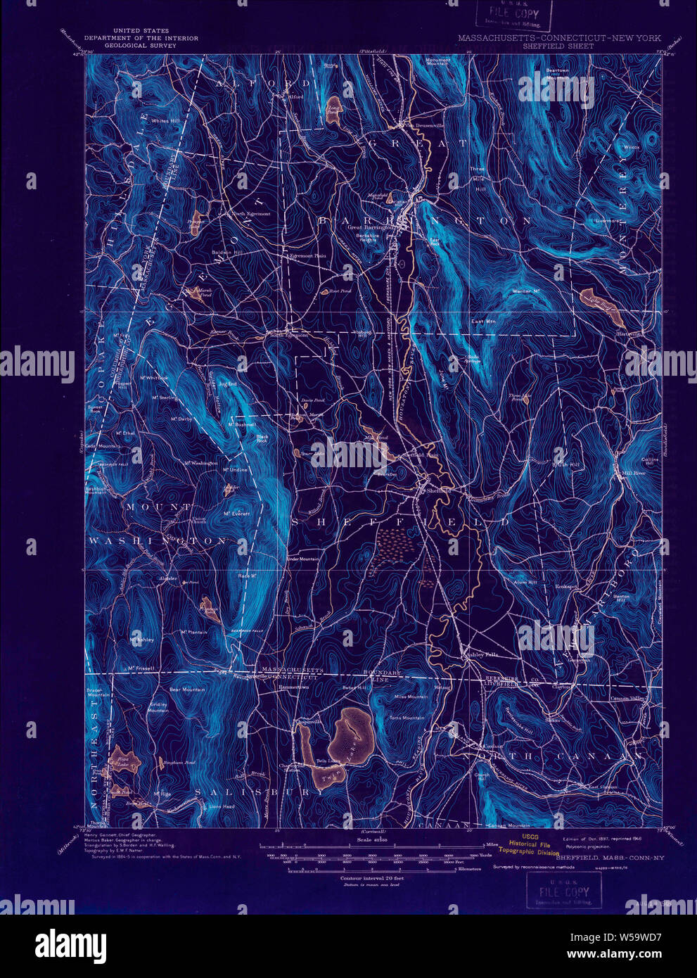 Massachusetts USGS Historical Topo Map MA Sheffield 353032 1897 62500 ...