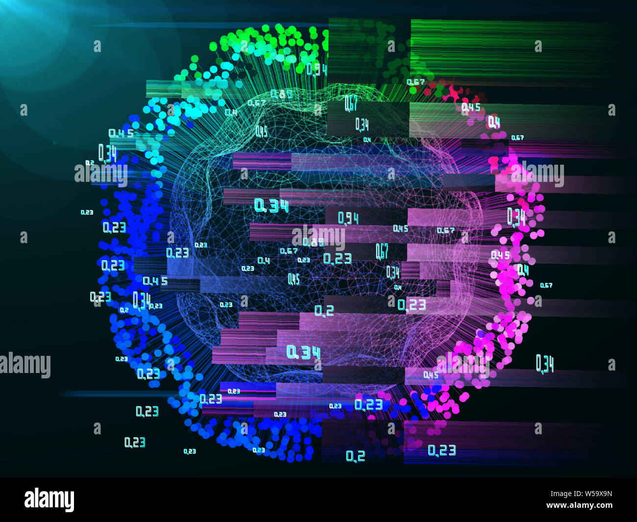 Abstract analysis spherical infographic with dots. Big data sphere ...