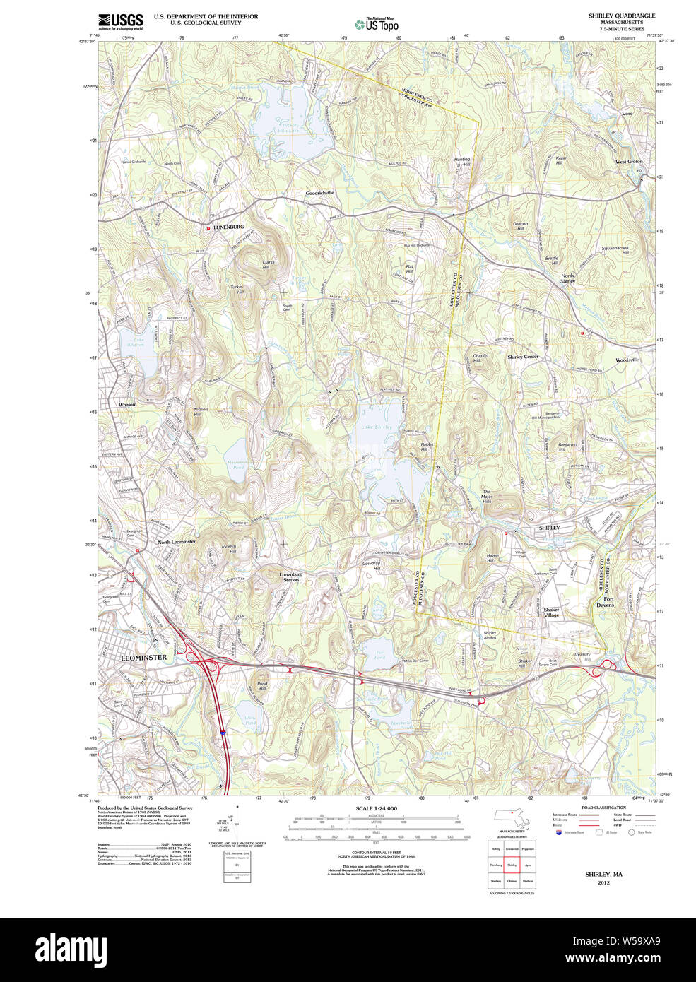 Massachusetts USGS Historical Topo Map MA Shirley 20120613 TM ...