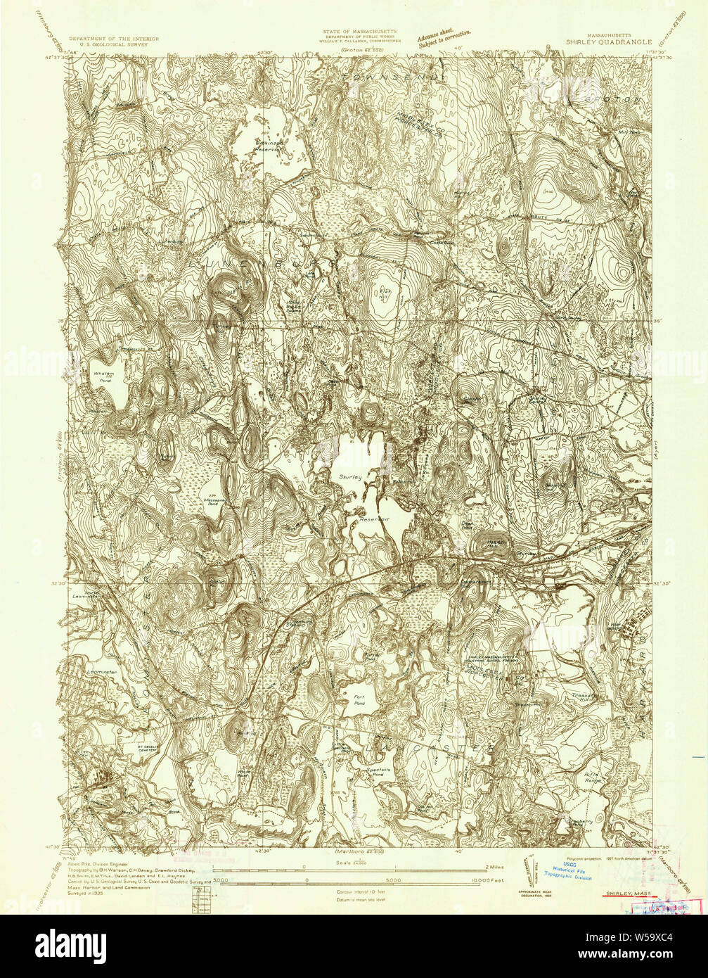 Massachusetts USGS Historical Topo Map MA Shirley 350555 1935 24000 ...