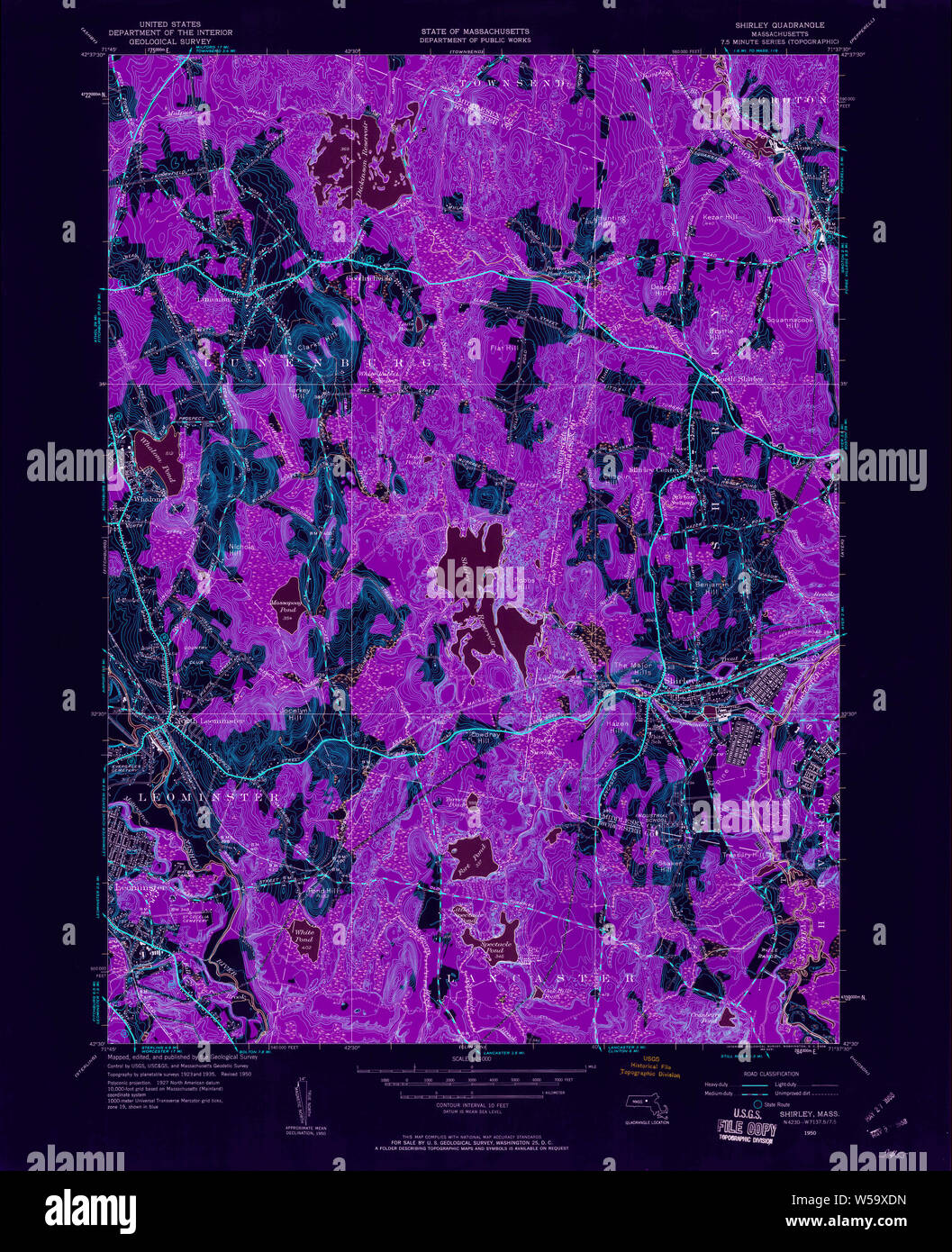 Massachusetts USGS Historical Topo Map MA Shirley 350556 1950 24000 ...