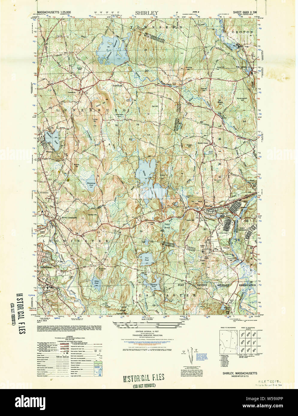 Massachusetts USGS Historical Topo Map MA Shirley 351288 1949 25000 ...