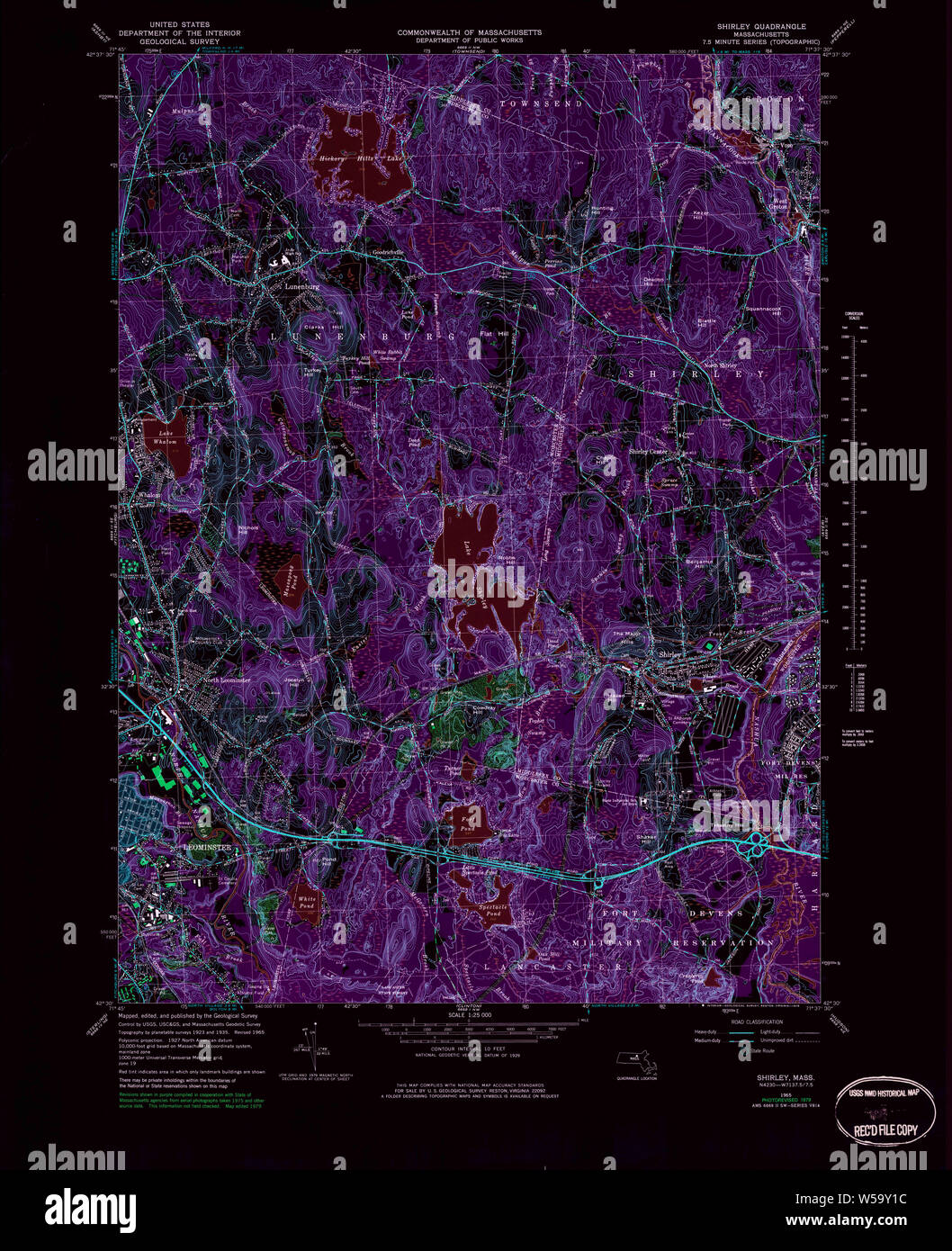 Massachusetts USGS Historical Topo Map MA Shirley 351295 1965 25000 ...