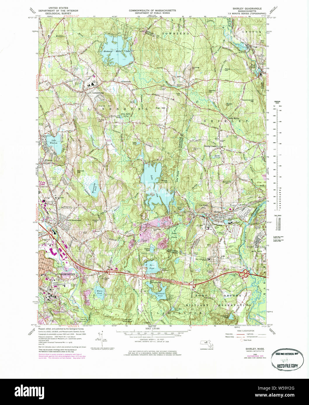 Massachusetts USGS Historical Topo Map MA Shirley 351295 1965 25000 ...