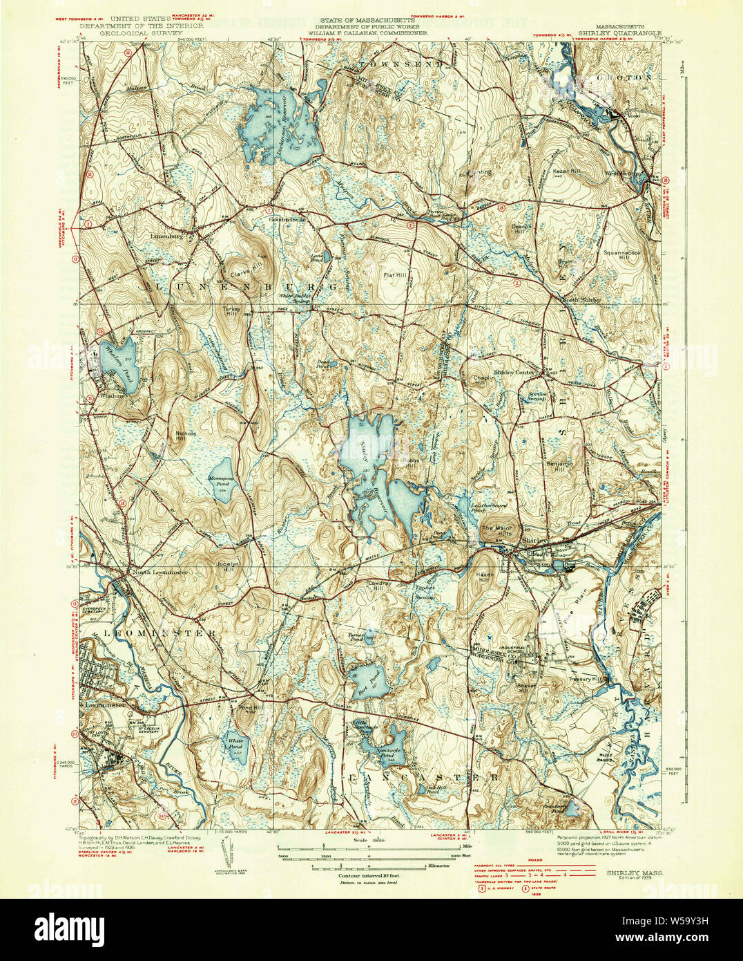 Massachusetts USGS Historical Topo Map MA Shirley 352163 1939 31680 ...