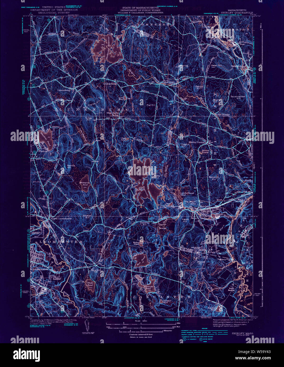 Massachusetts USGS Historical Topo Map MA Shirley 352163 1939 31680 ...