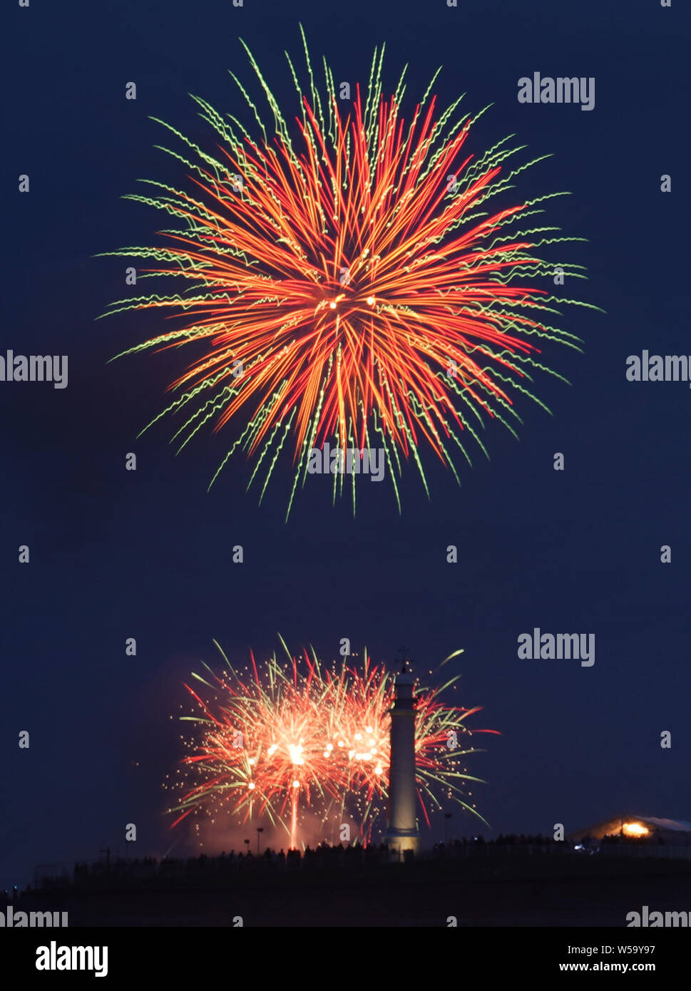 Fireworks last night at the Sunderland International Airshow Stock ...