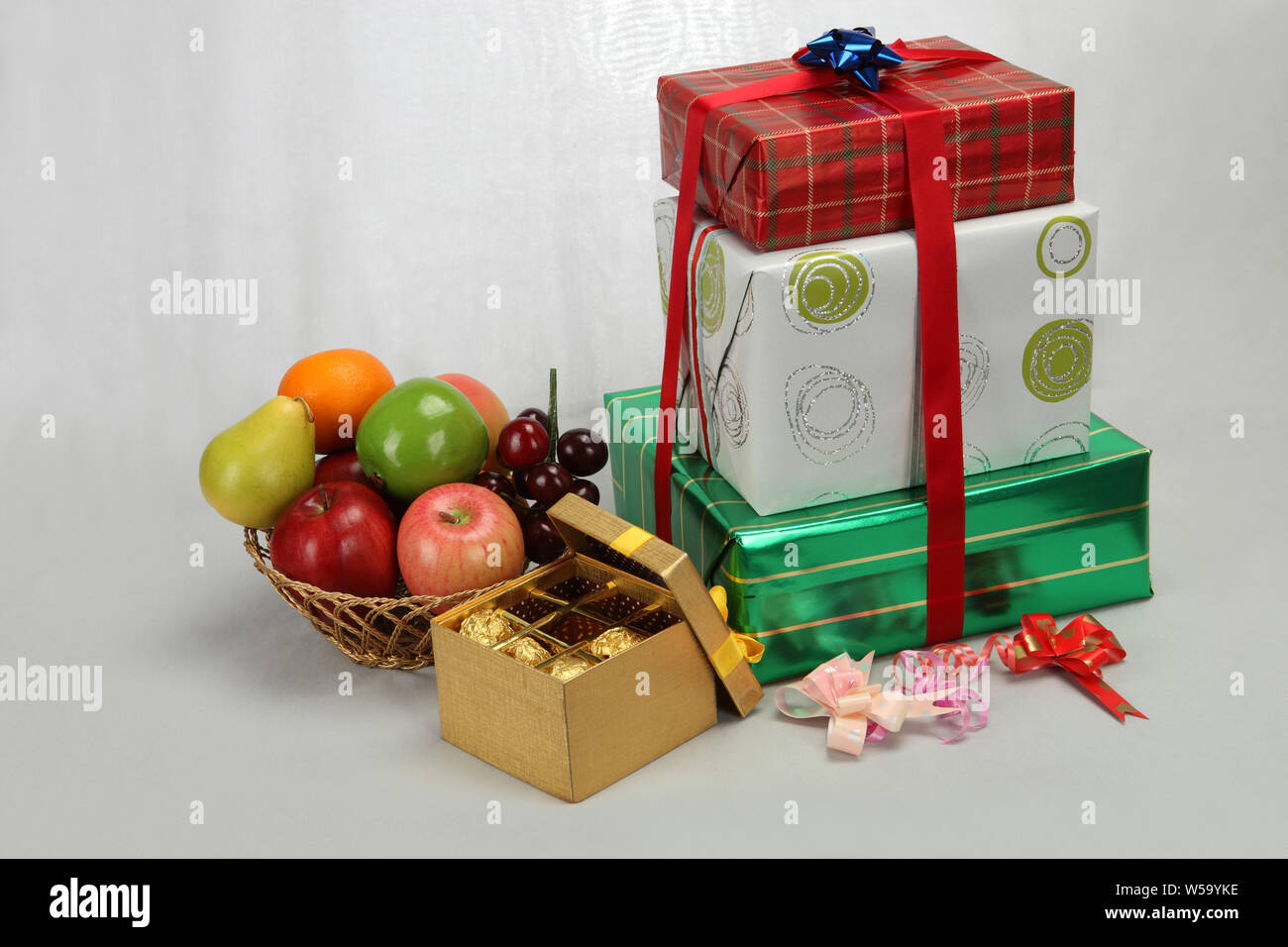 Gift boxes with fruits Stock Photo - Alamy