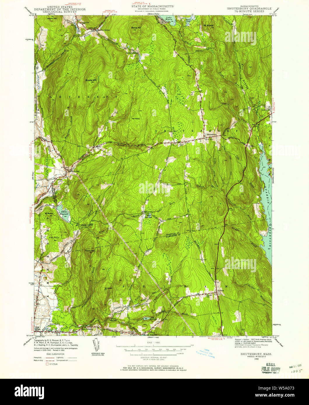 Massachusetts USGS Historical Topo Map MA Shutesbury 350562 1950 24000 ...