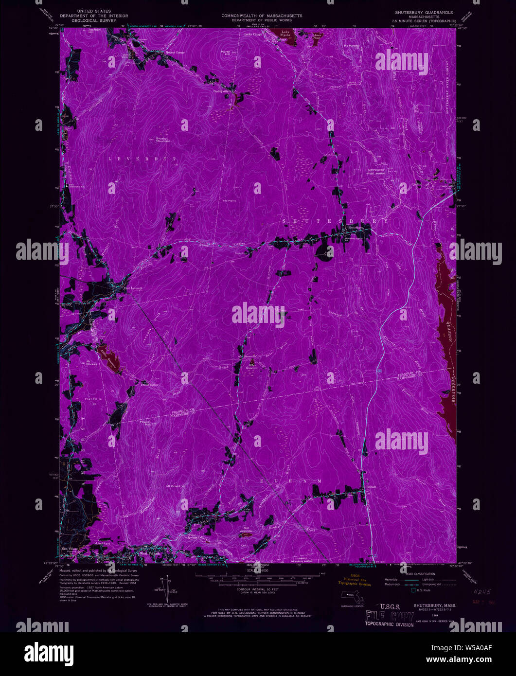 Massachusetts USGS Historical Topo Map MA Shutesbury 350564 1964 24000 ...