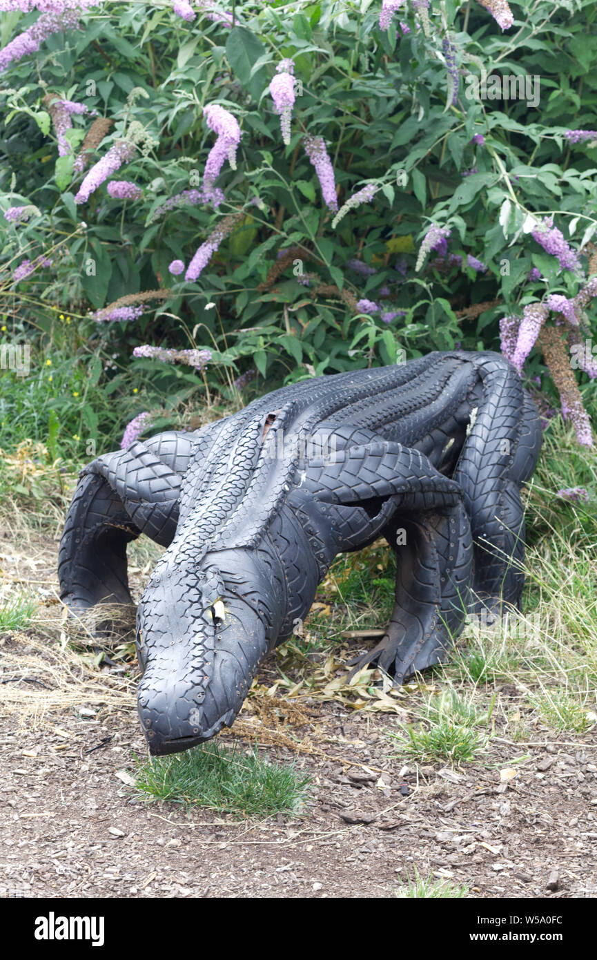 Garden Alligator Made From Tires