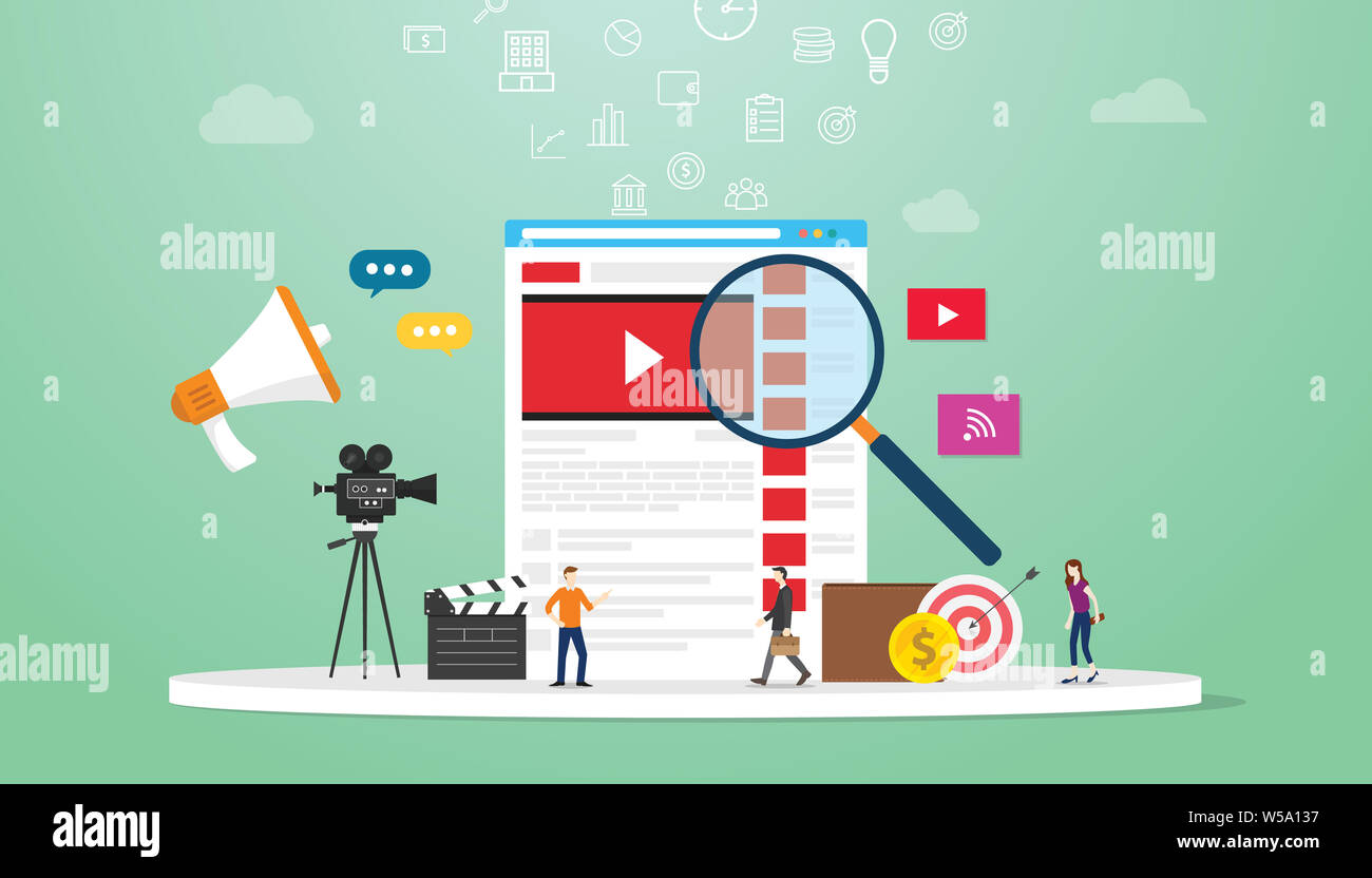 online video search concept technology with magnifying glass and ...