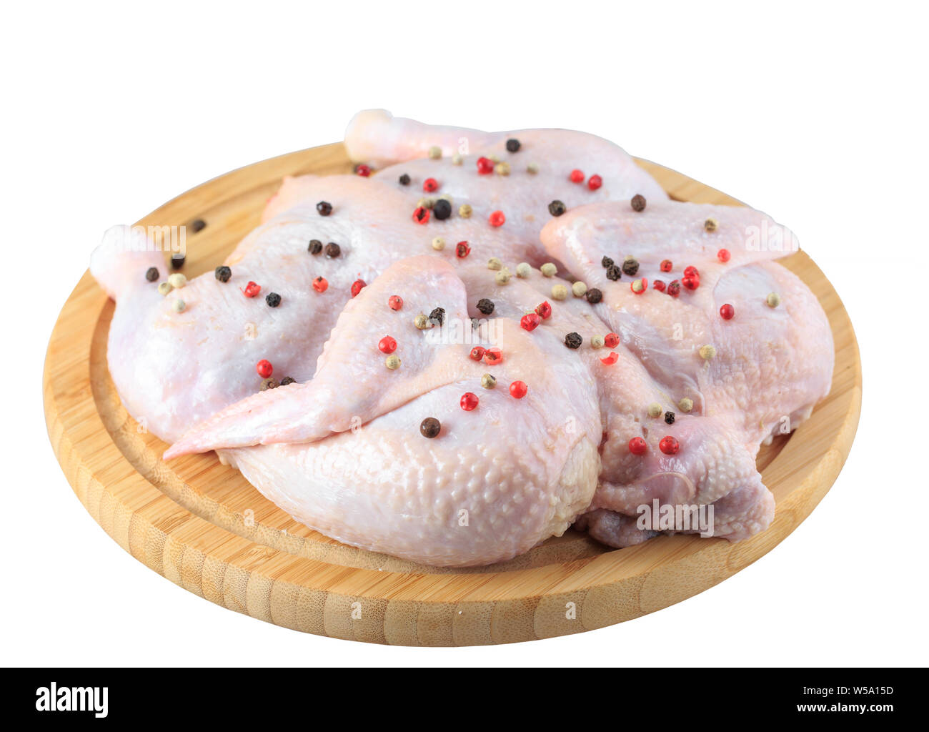 raw chicken carcass on the cutting board isolated on white background ...