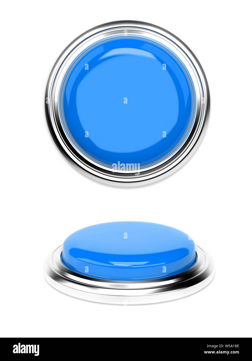 Blue push buttons. 3d rendering illustration isolated on white ...