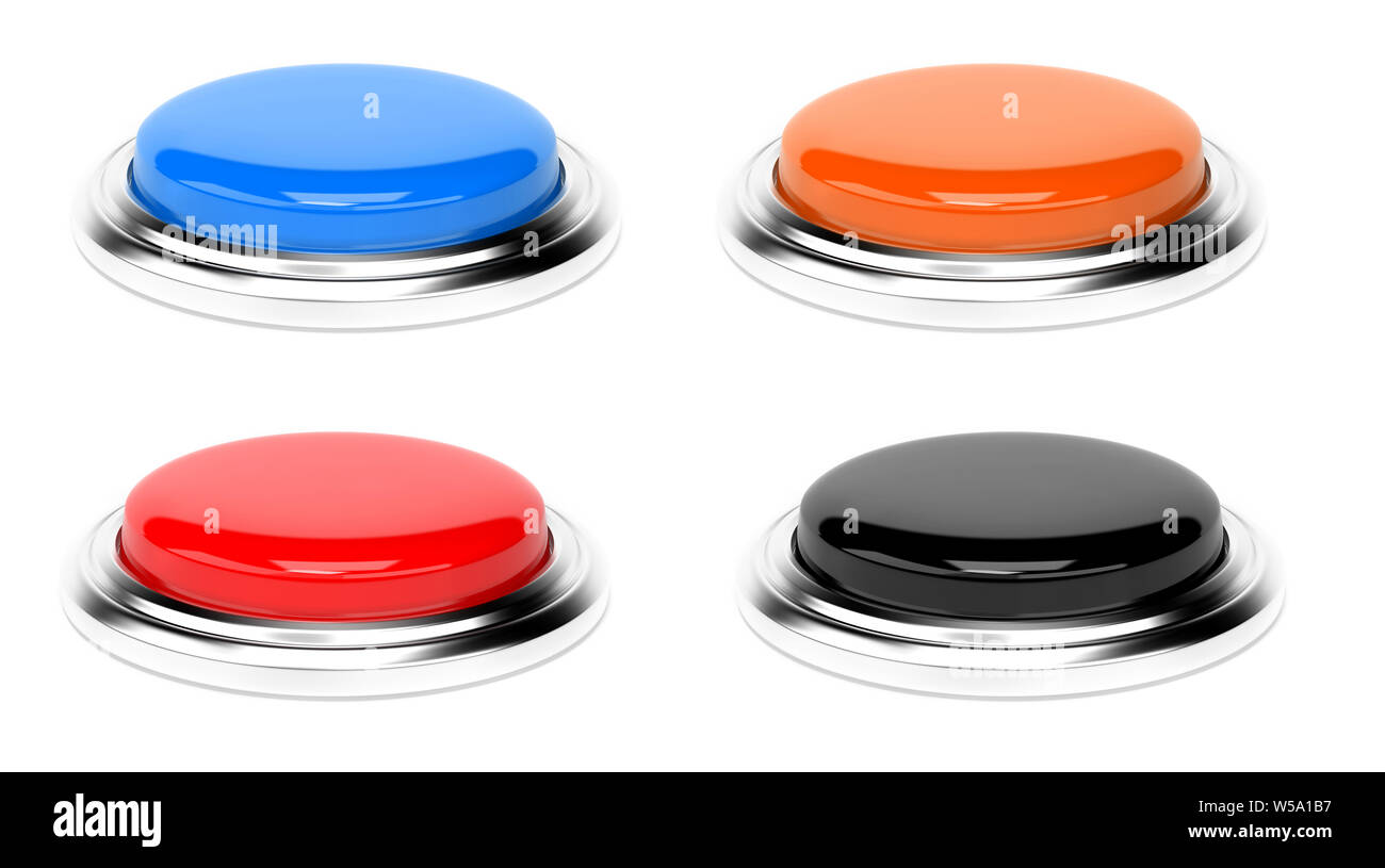 Push buttons. Collection. 3d rendering illustration isolated on white ...