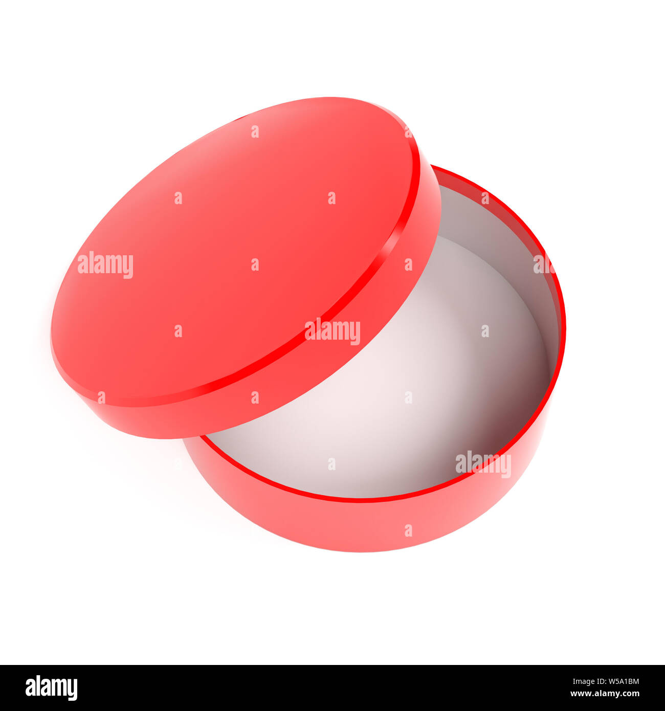 Round box. Open red carton with lid. 3d rendering illustration isolated ...