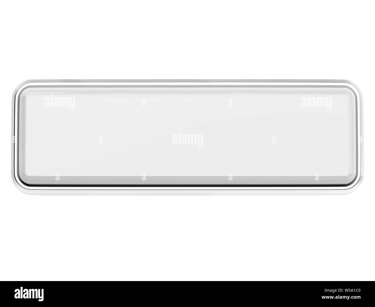 White glass button. Square push button with metal frame. 3d rendering ...