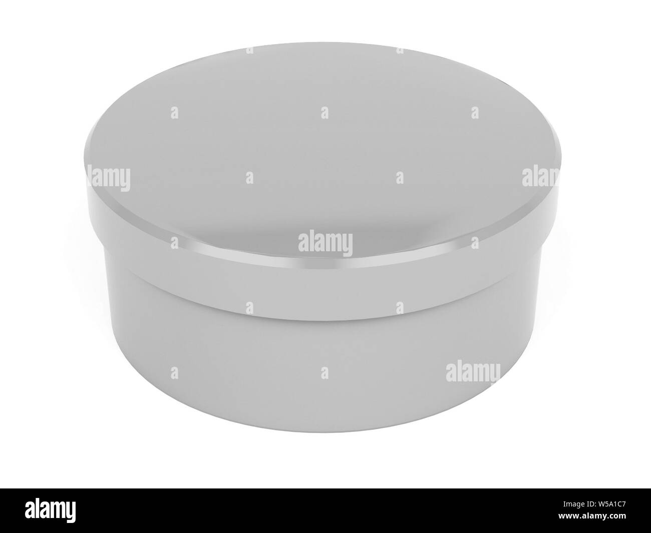 Round box. Closed gray carton. 3d rendering illustration isolated on ...