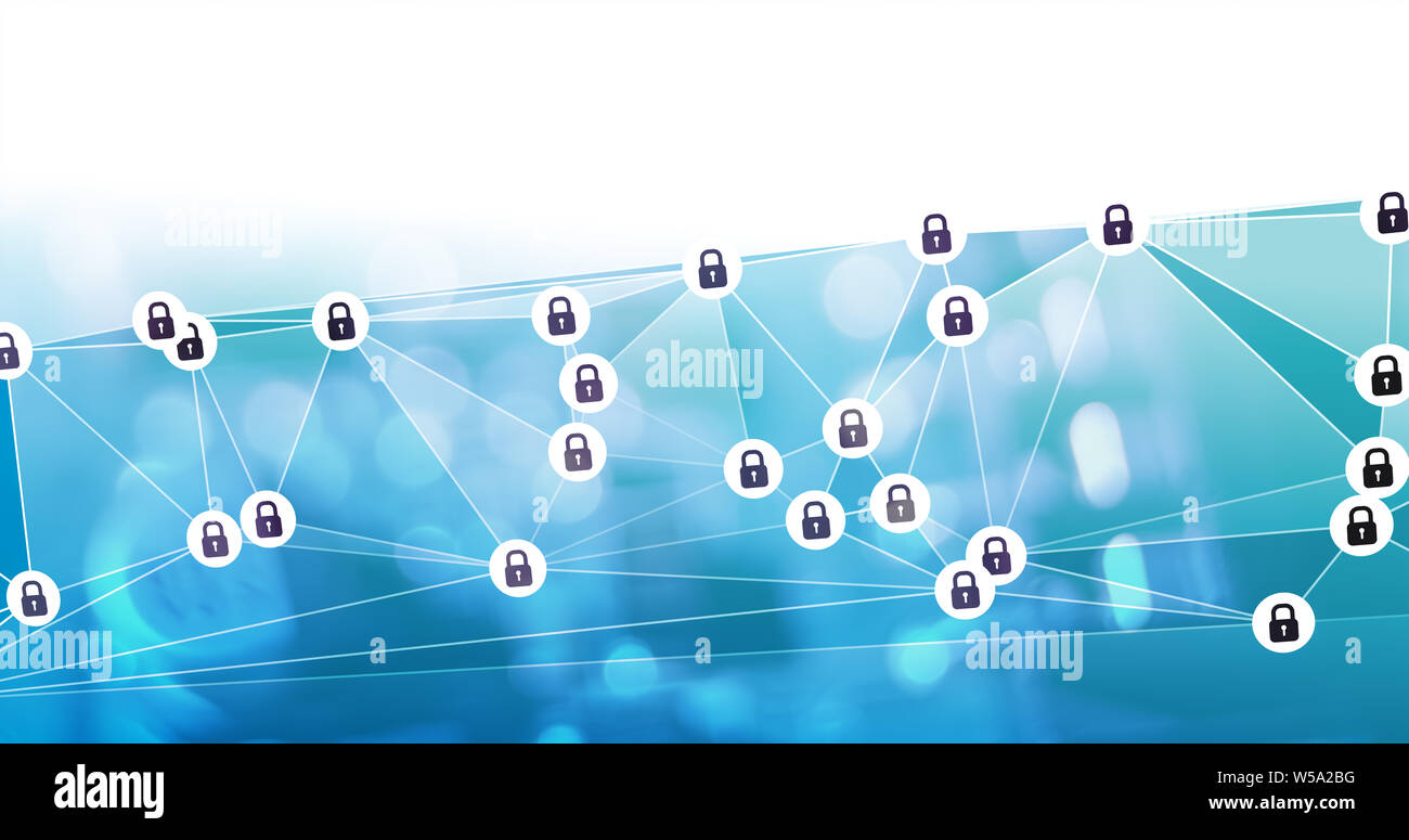 Tech connected shapes, technology abstract security background Stock ...