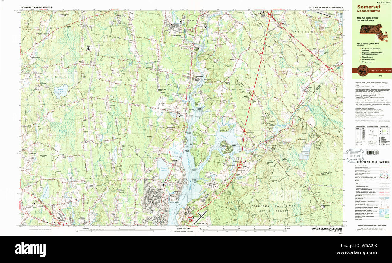 Massachusetts USGS Historical Topo Map MA Somerset 351310 1985 25000 ...