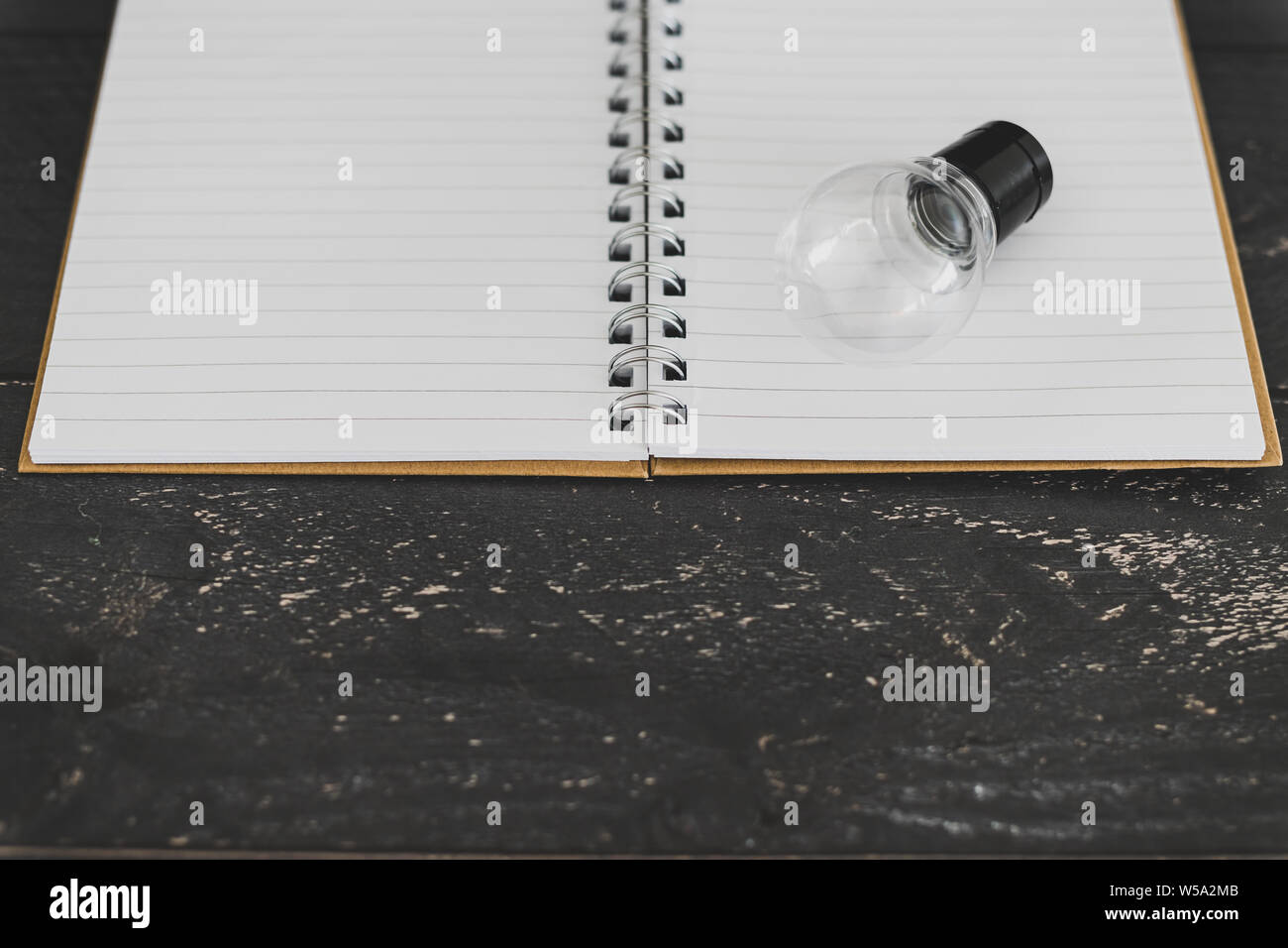 concept of brainstorming and putting ideas on paper, lightbulb on open ...