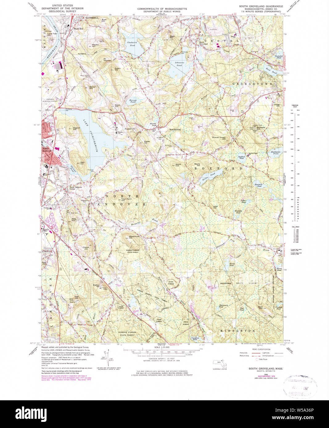 Massachusetts USGS Historical Topo Map MA South Groveland 351314 1966 ...