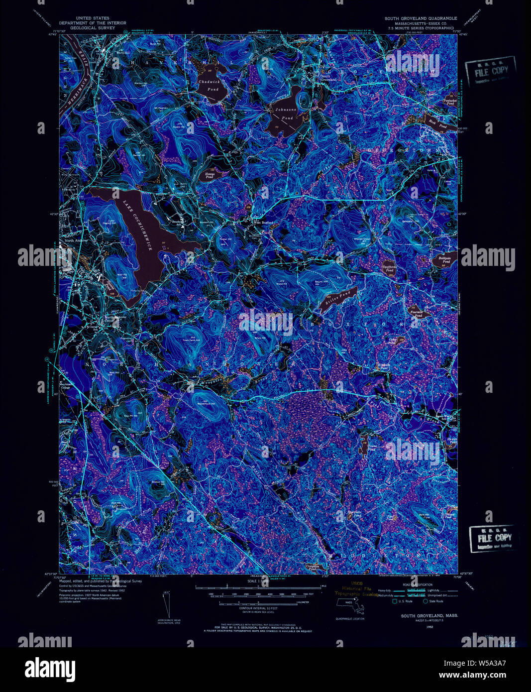 Massachusetts USGS Historical Topo Map MA South Groveland 352194 1952 ...