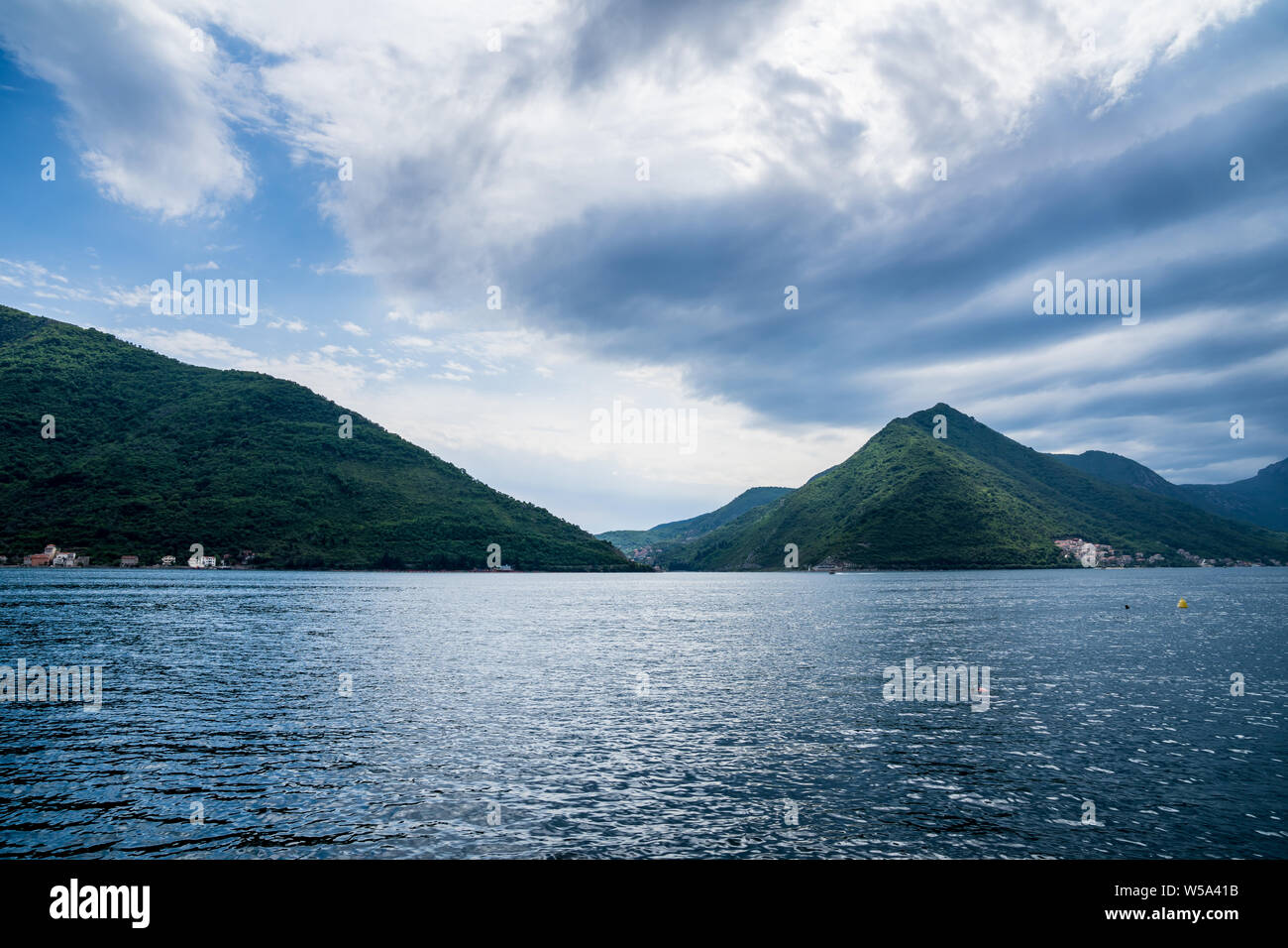 Montenegro, Green forest covered mountains forming giant fjord of kotor ...