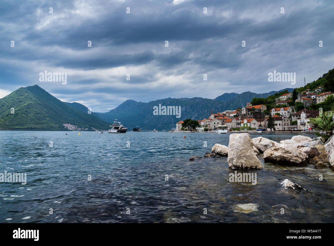 Montenegro, Historic ancient beautiful coastal town perast surrounded ...