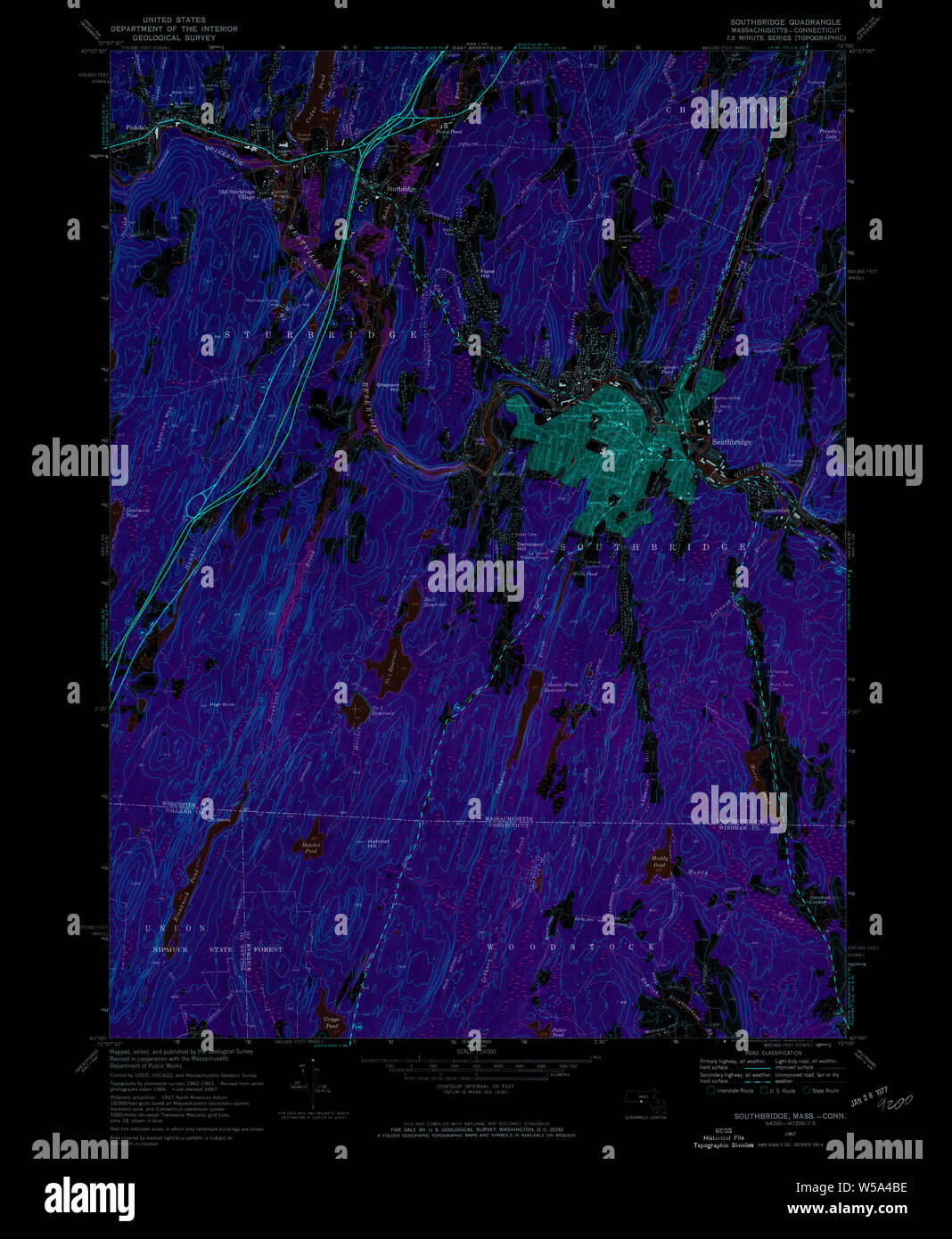 Massachusetts USGS Historical Topo Map MA Southbridge 350595 1967 24000 ...