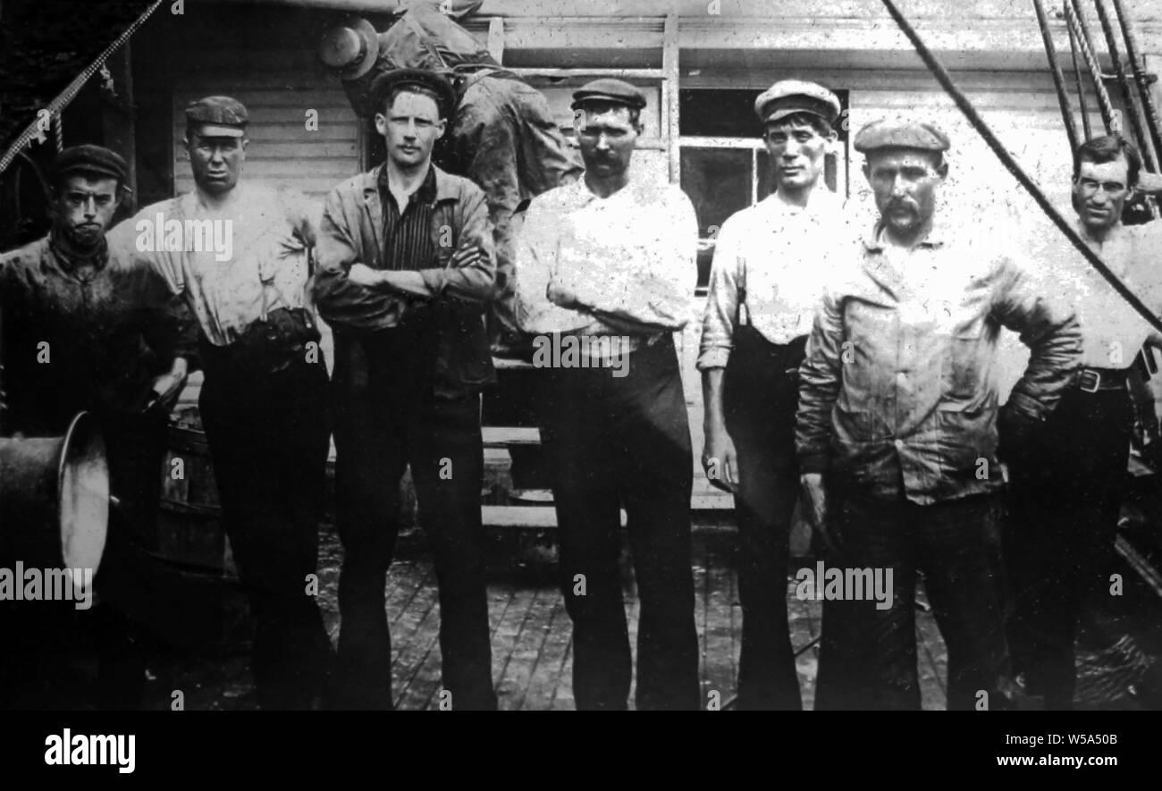 British crew of expedition in 1909 to North Pole led by Robert Peary ...