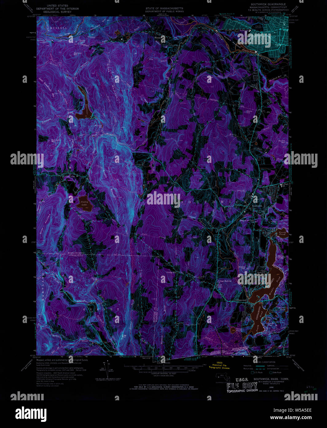 Massachusetts USGS Historical Topo Map MA Southwick 350603 1958 24000 ...