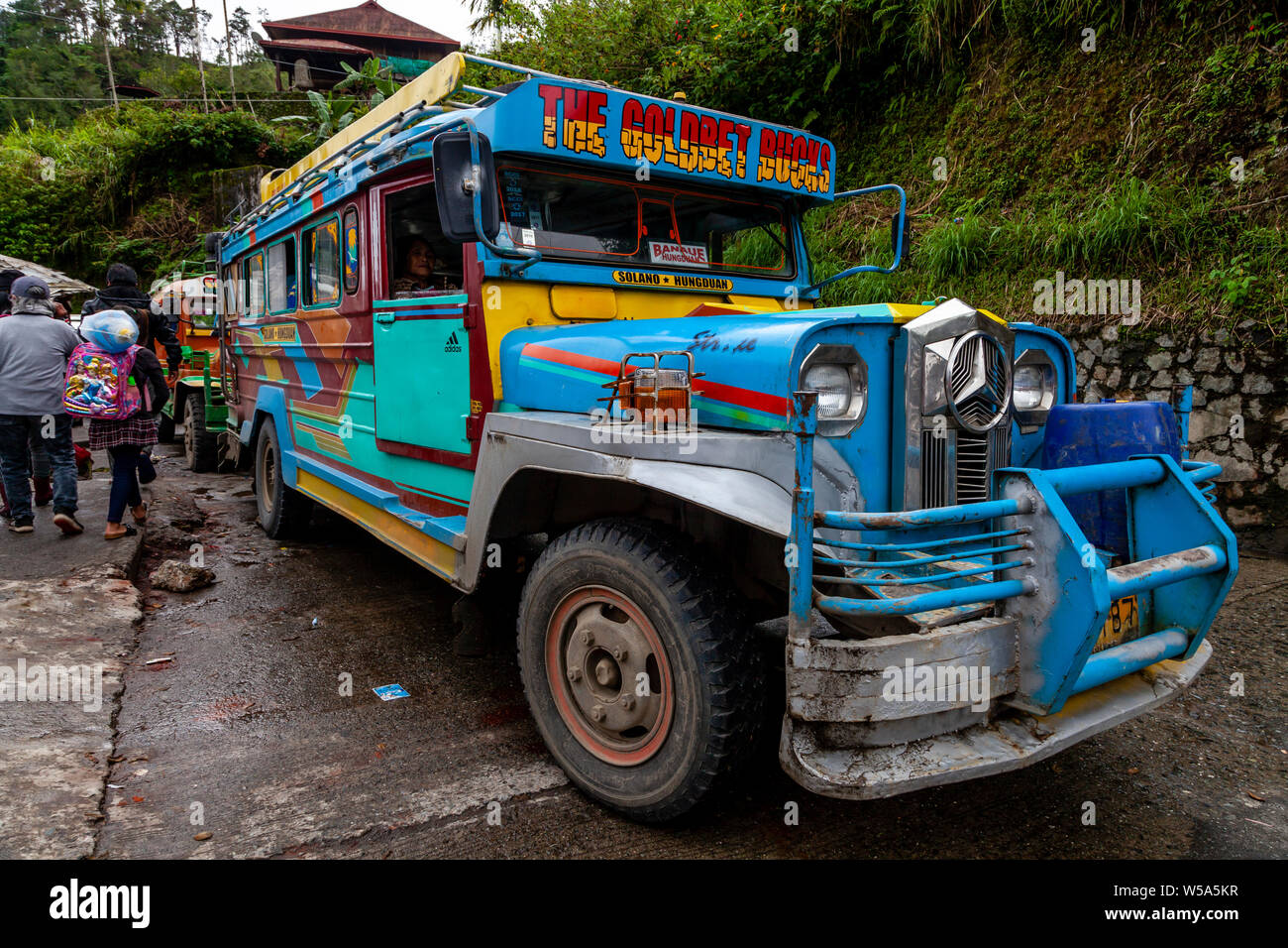 A Jeepney Bus Stops To Pick Up Passengers, Banaue, Luzon, The ...