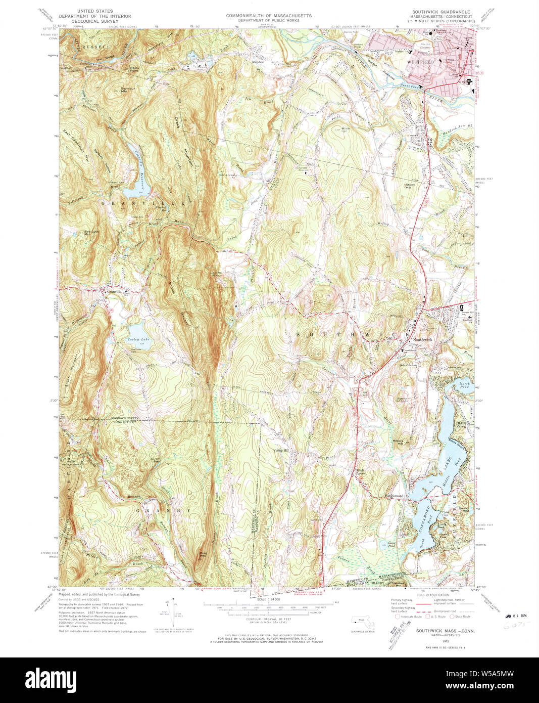 Massachusetts USGS Historical Topo Map MA Southwick 350605 1972 24000 ...