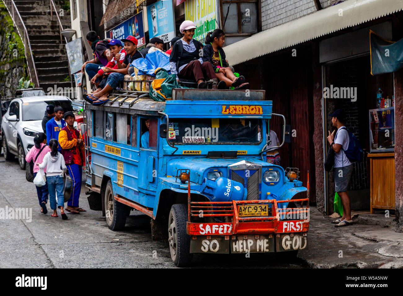 Local People Waiting For A Jeepney Bus To Depart, Banaue, Luzon, The ...