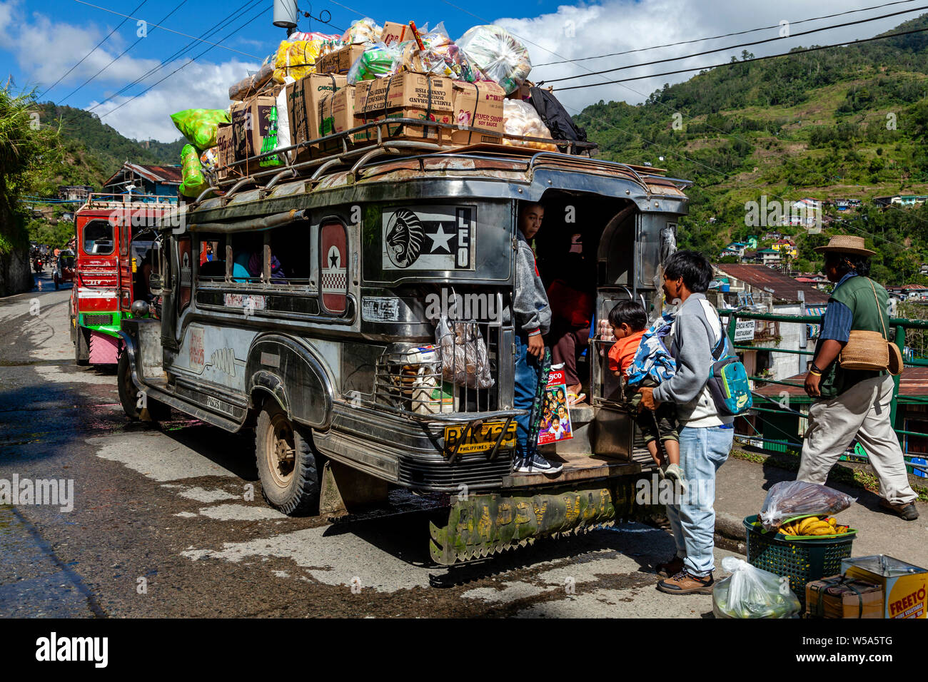 Local People Boarding A Jeepney Bus, Banaue, Luzon, The Philippines ...
