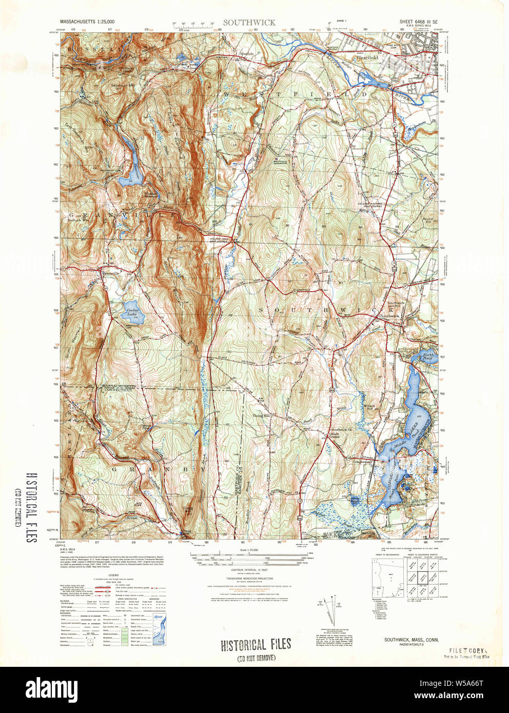 Massachusetts USGS Historical Topo Map MA Southwick 351327 1948 25000 ...