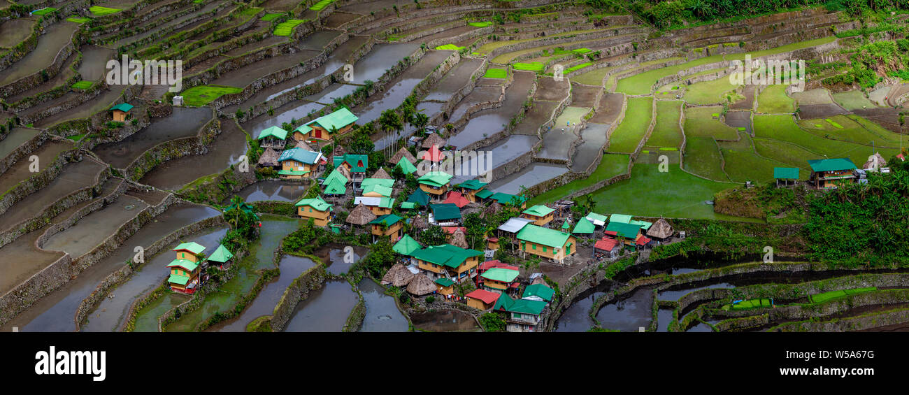 A View Of The Village Of Batad and Surrounding Rice Terraces, Banaue ...